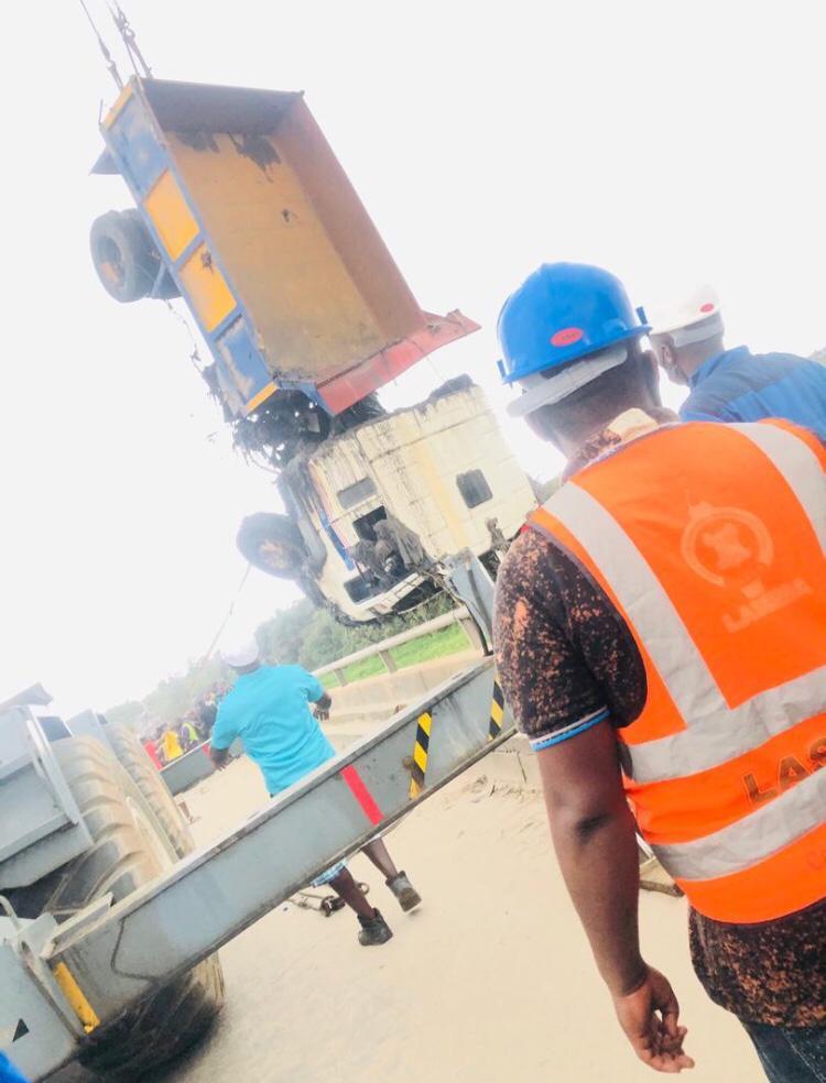 Three killed as truck plunges into Lagos lagoon - Peoples Gazette Nigeria