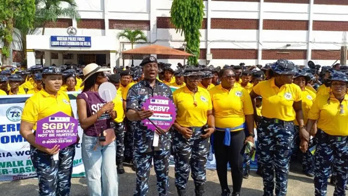 Female officers walk against gender-based violence, mark 70 years of ...